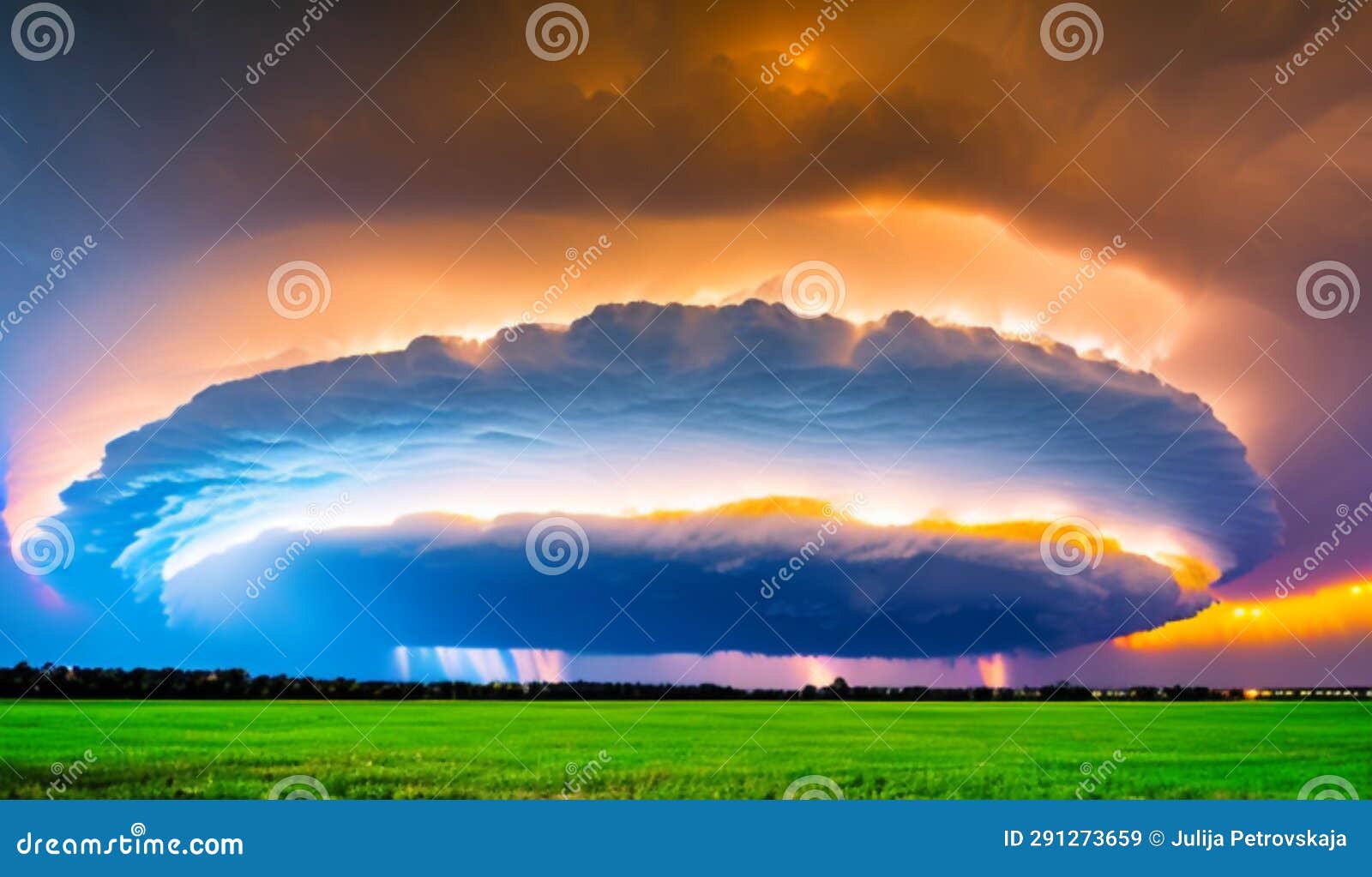 A Supercell Thunderstorm, Presence of a Mesocyclone. Moisture Streams ...