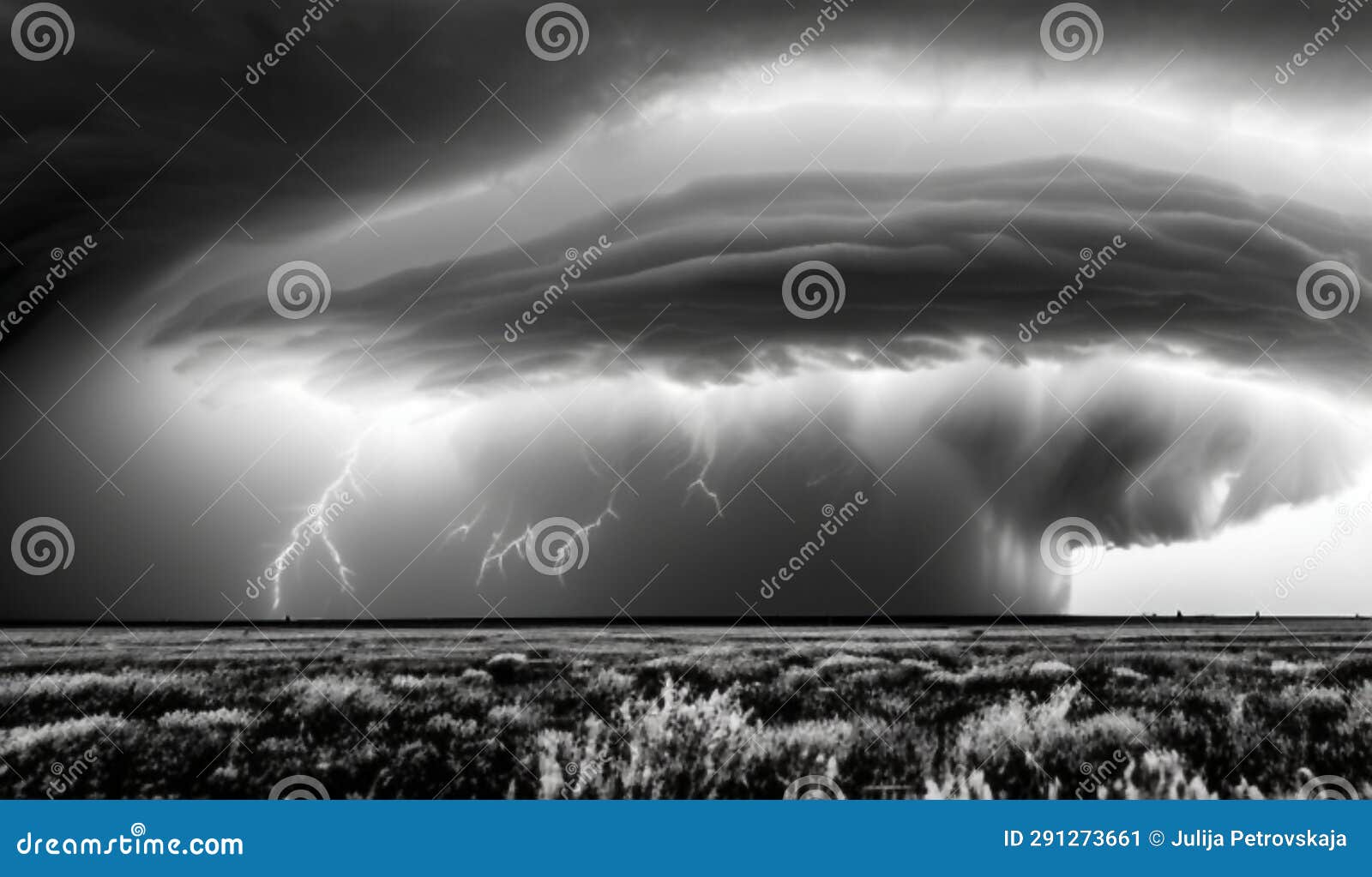 A Supercell Thunderstorm, Presence of a Mesocyclone. Moisture Streams ...