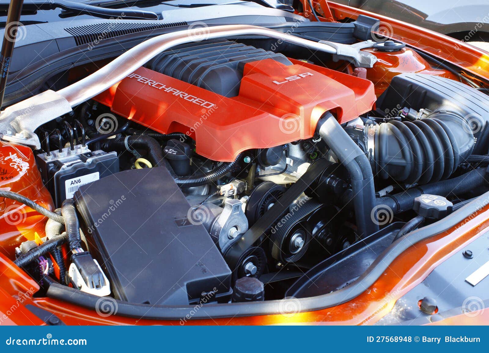 Supercharged Chevy Camaro Engine Editorial Stock Photo - Image of ...