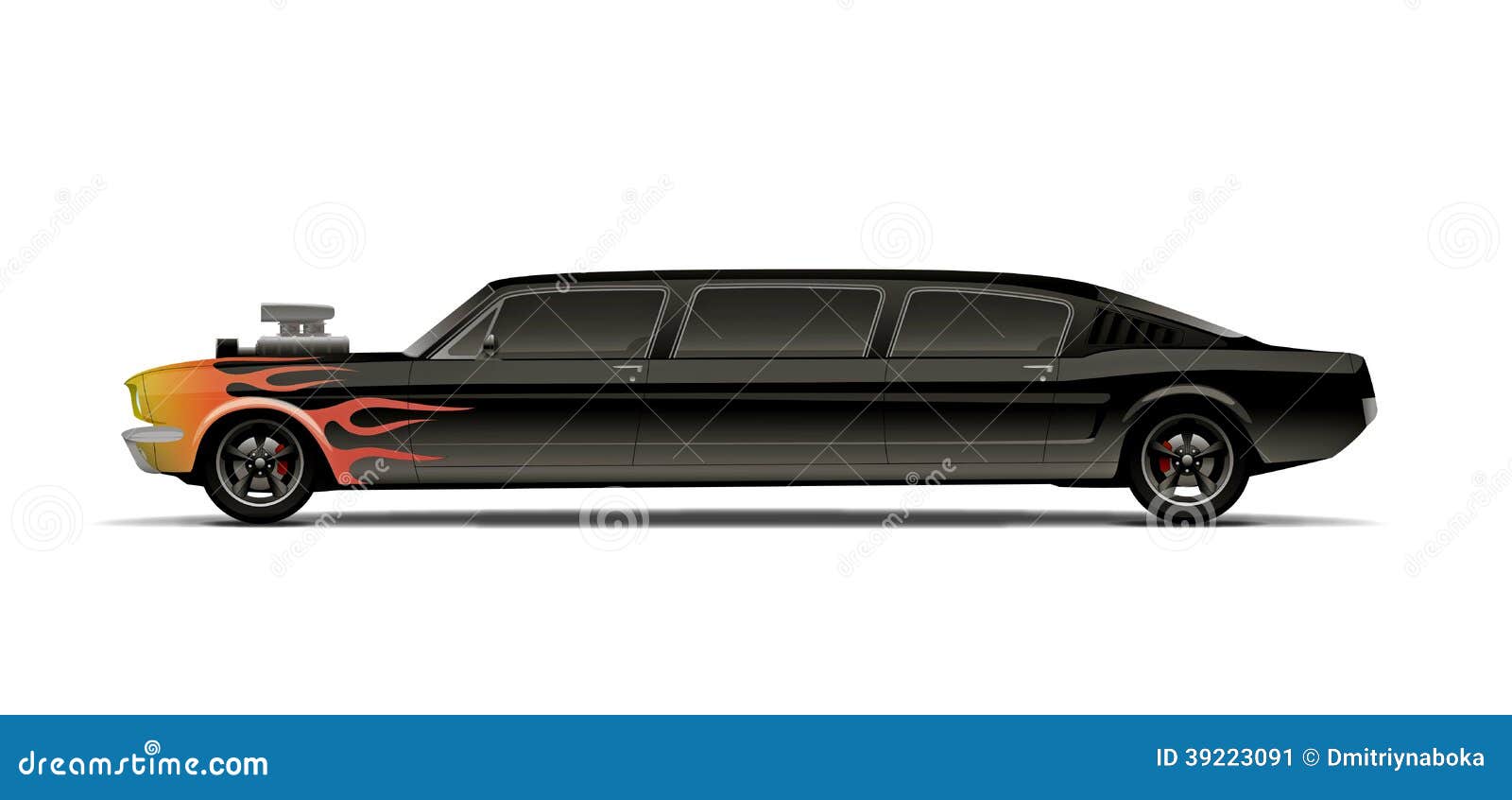 Supercharged Muscle Car Limo Stock Illustration - Illustration of drag ...