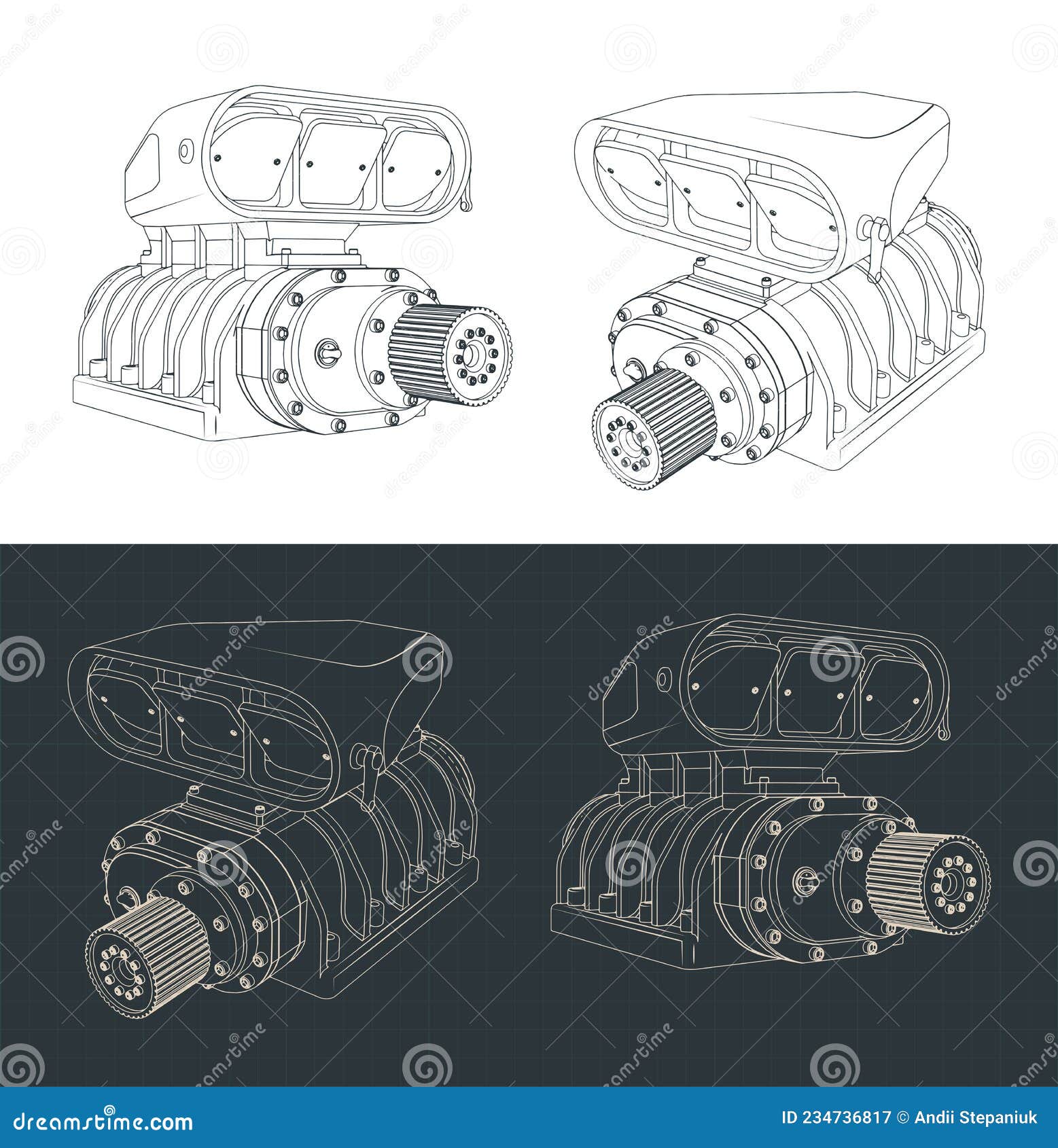 Supercharger drawings stock vector. Illustration of charging - 234736817
