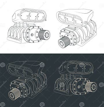 Supercharger drawings stock vector. Illustration of charging - 234736817