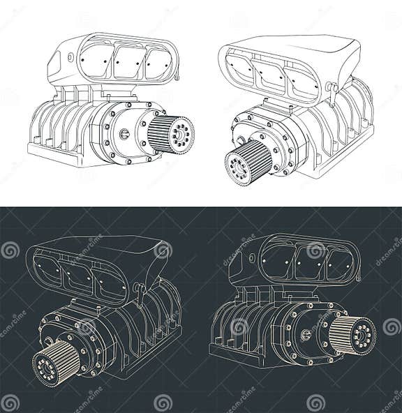 Supercharger drawings stock vector. Illustration of charging - 234736817