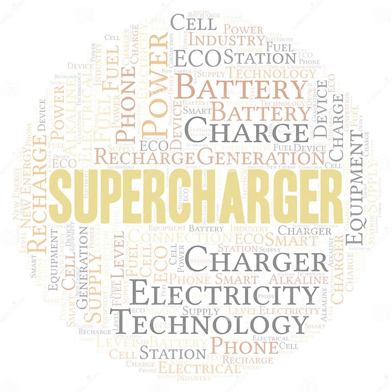Supercharger Typography Word Cloud Create with the Text only. Stock ...