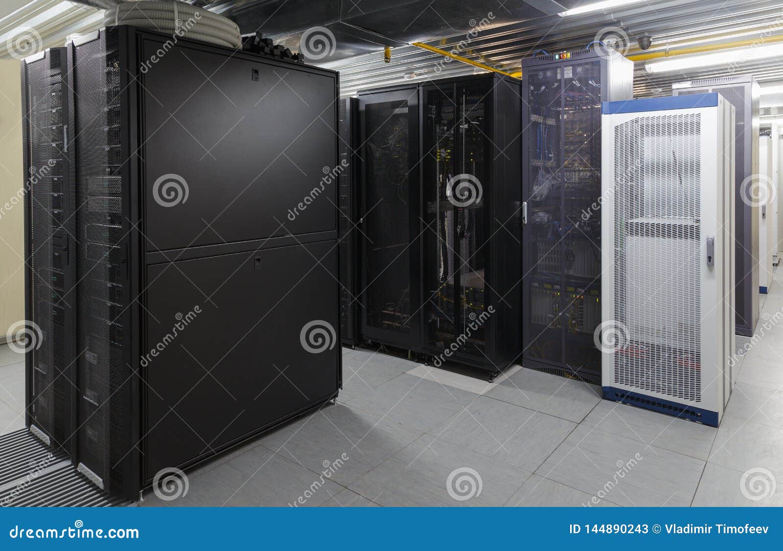 Supercomputer Center Server Room with Super Powerful Modern Processors ...