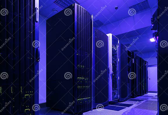 Supercomputer Clusters in Room of Modren Data Center Stock Image ...