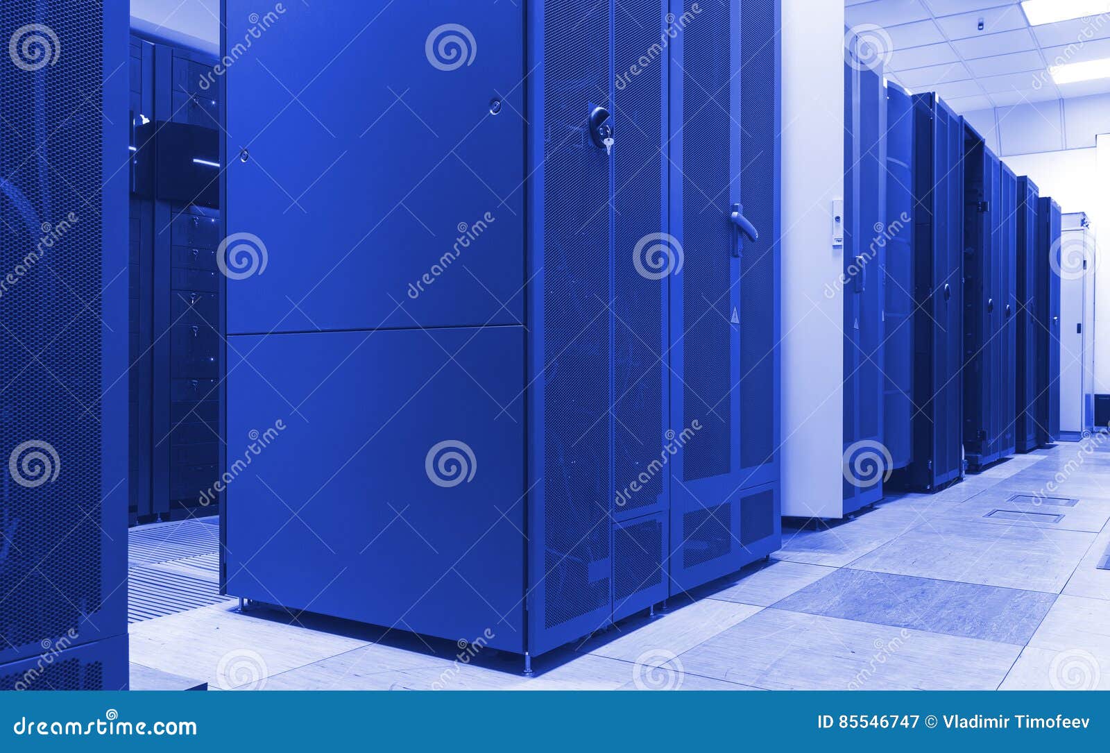 Supercomputer Clusters In The Room Of Modern Data Center Stock ...