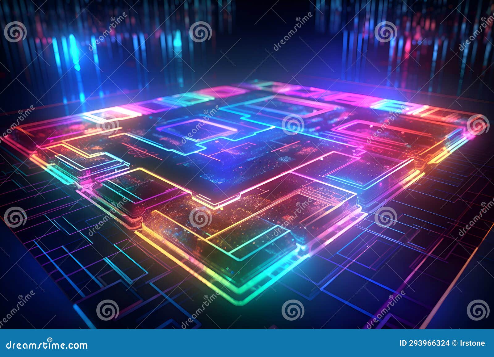Supercomputer CPU and GPU, Circuits Mother Board Interconnection with ...