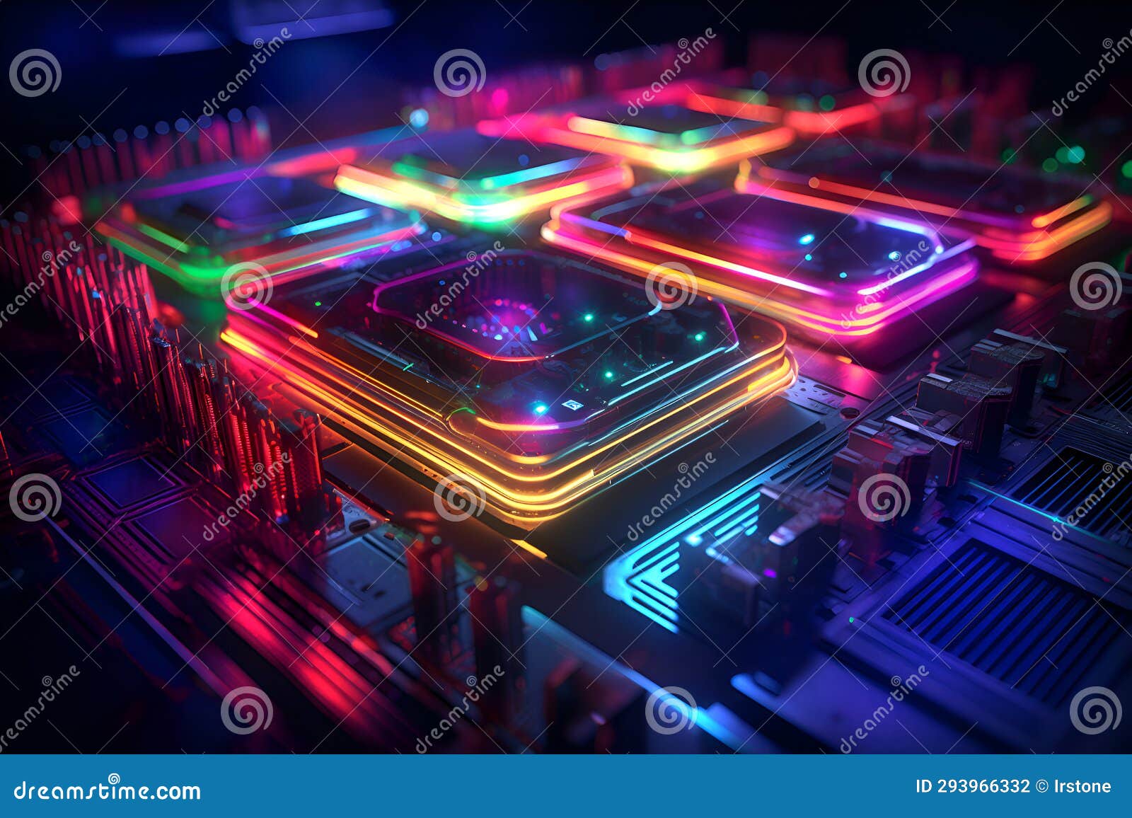 Supercomputer CPU and GPU, Circuits Mother Board Interconnection with ...
