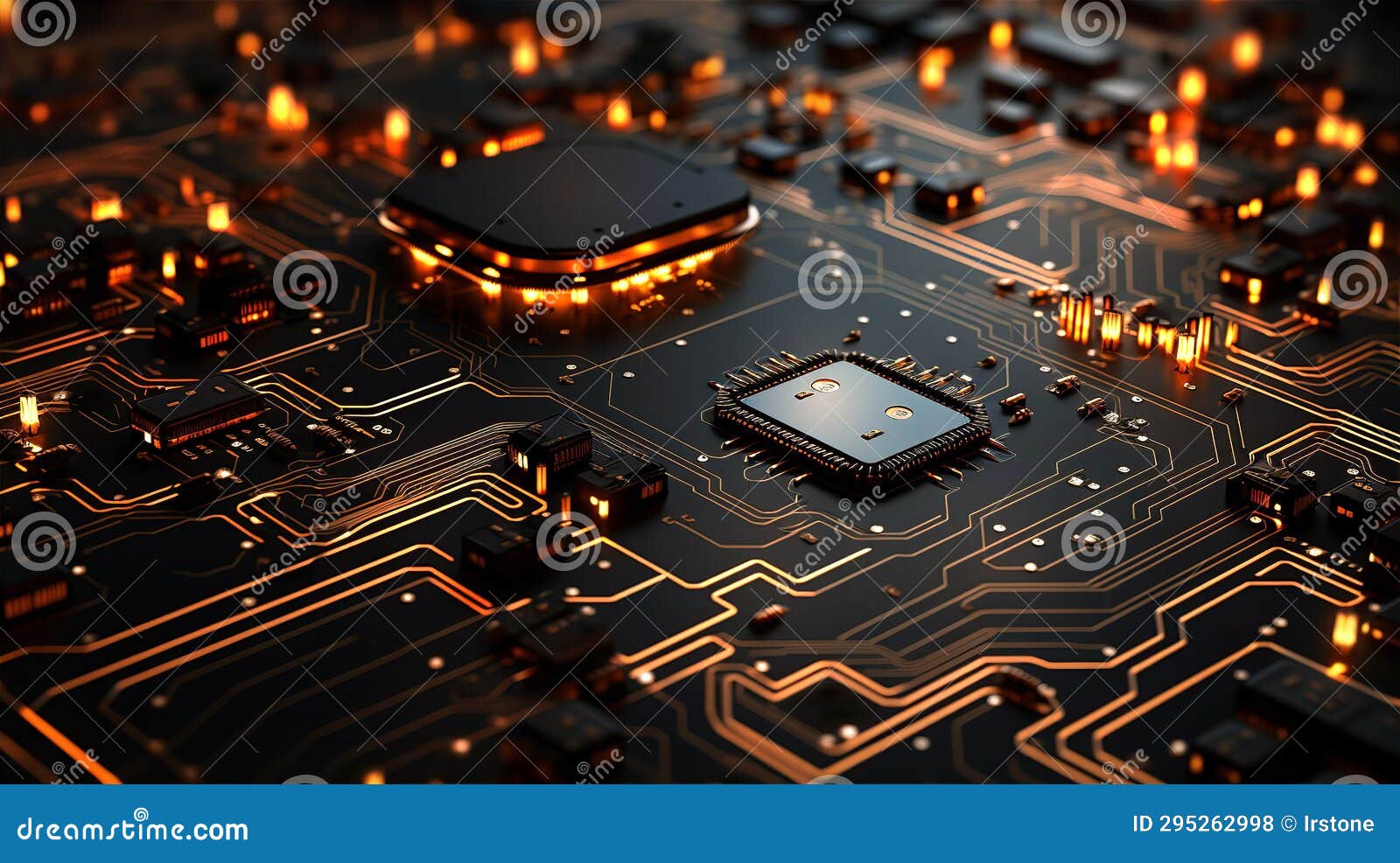 Supercomputer CPU and GPU, Circuits Mother Board Interconnection with ...