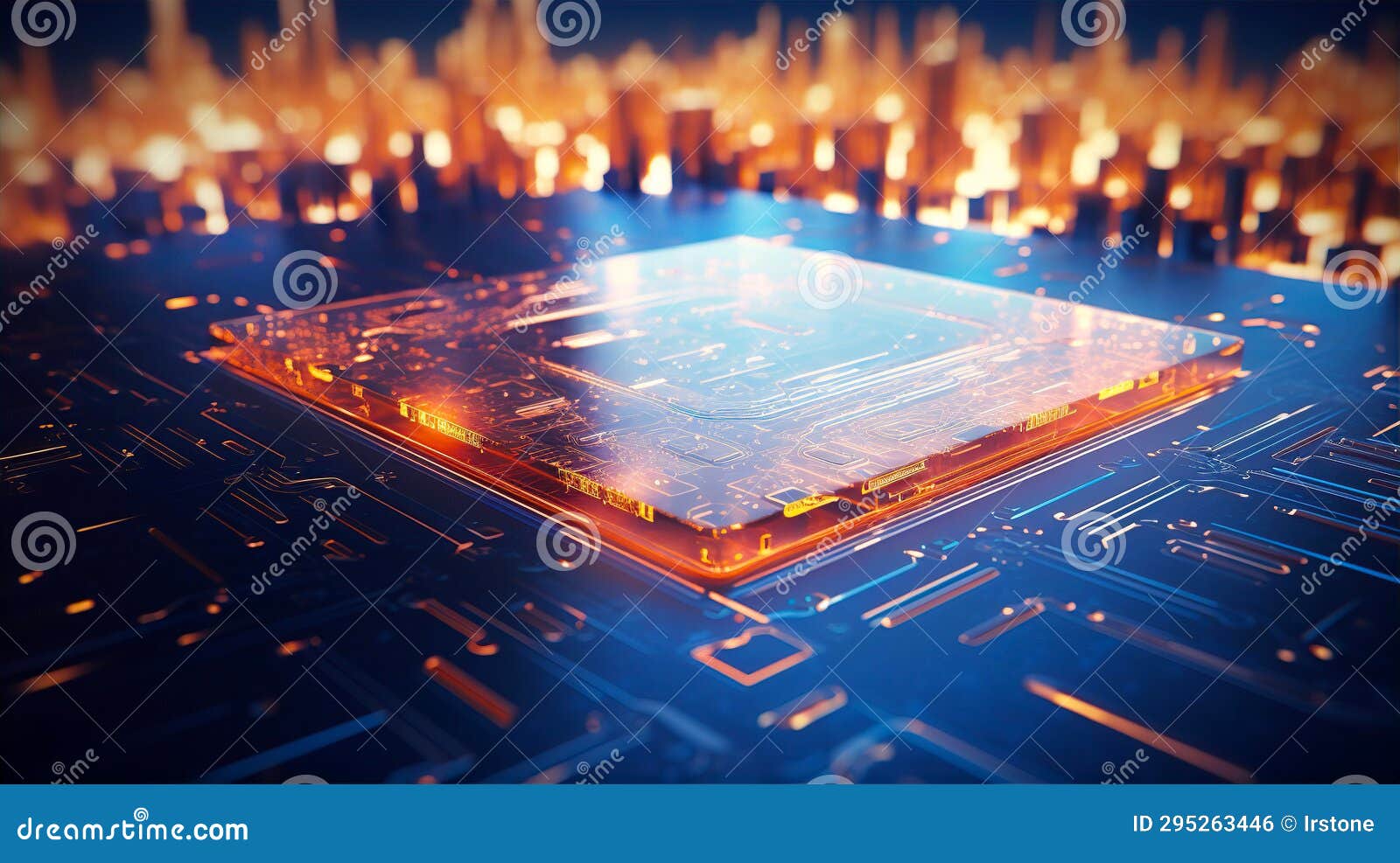 Supercomputer CPU and GPU, Circuits Mother Board Interconnection with ...