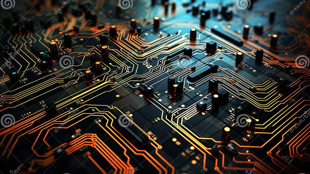 Supercomputer CPU and GPU, Circuits Mother Board Interconnection with ...