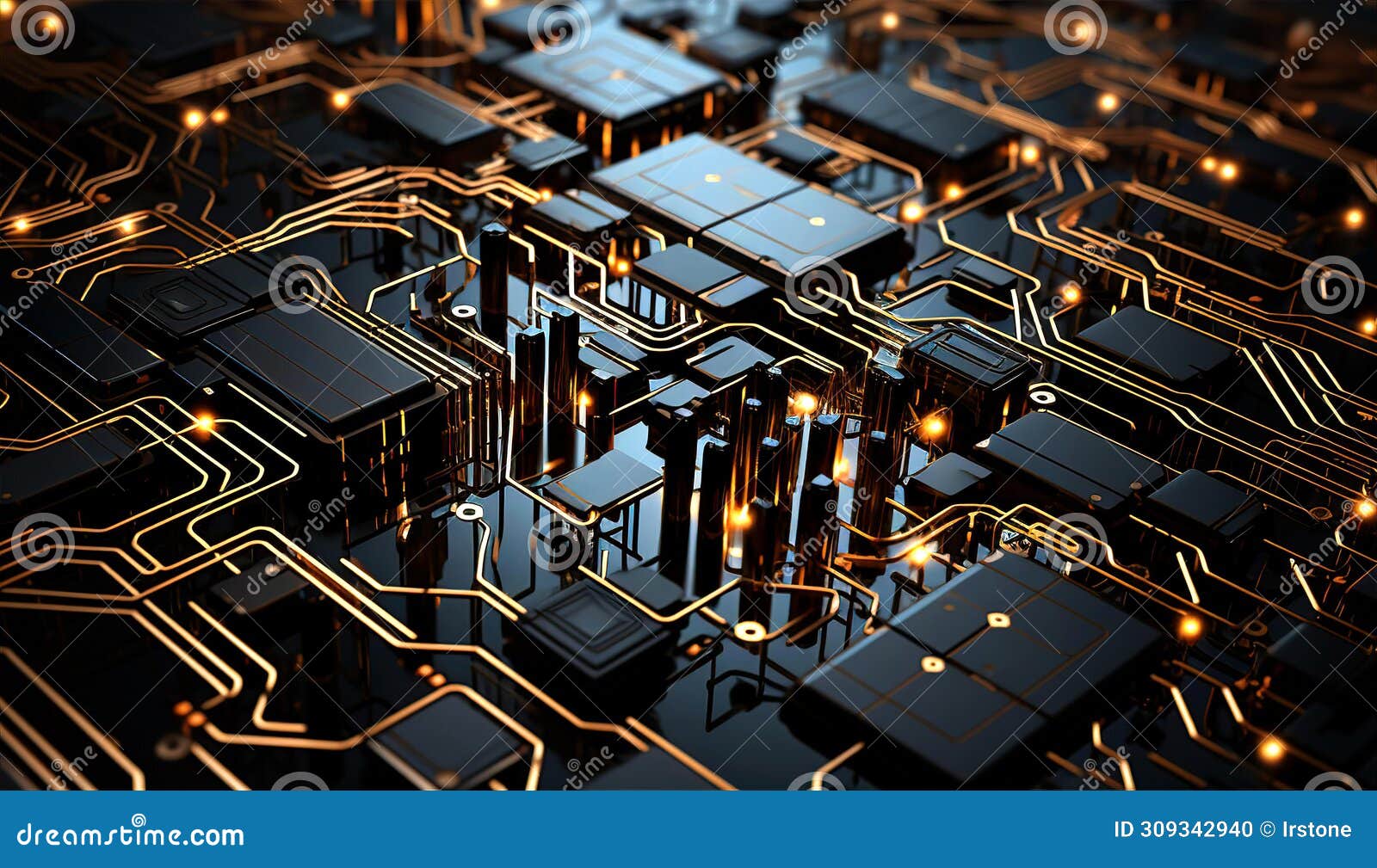 Supercomputer CPU and GPU, Circuits Mother Board Interconnection with ...