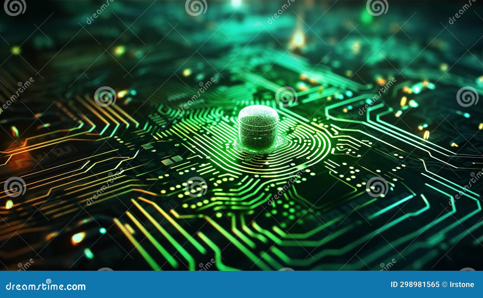 Supercomputer CPU and GPU, Circuits Mother Board Interconnection with ...