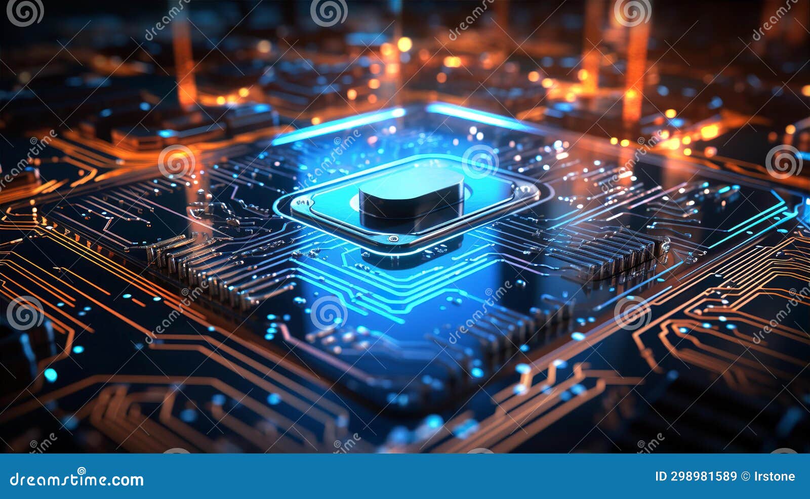 Supercomputer CPU and GPU, Circuits Mother Board Interconnection with ...