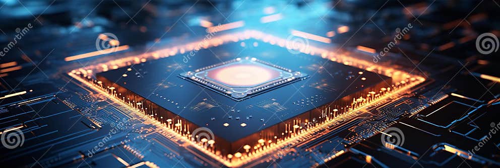 Supercomputer CPU and GPU, Circuits Mother Board Interconnection with ...