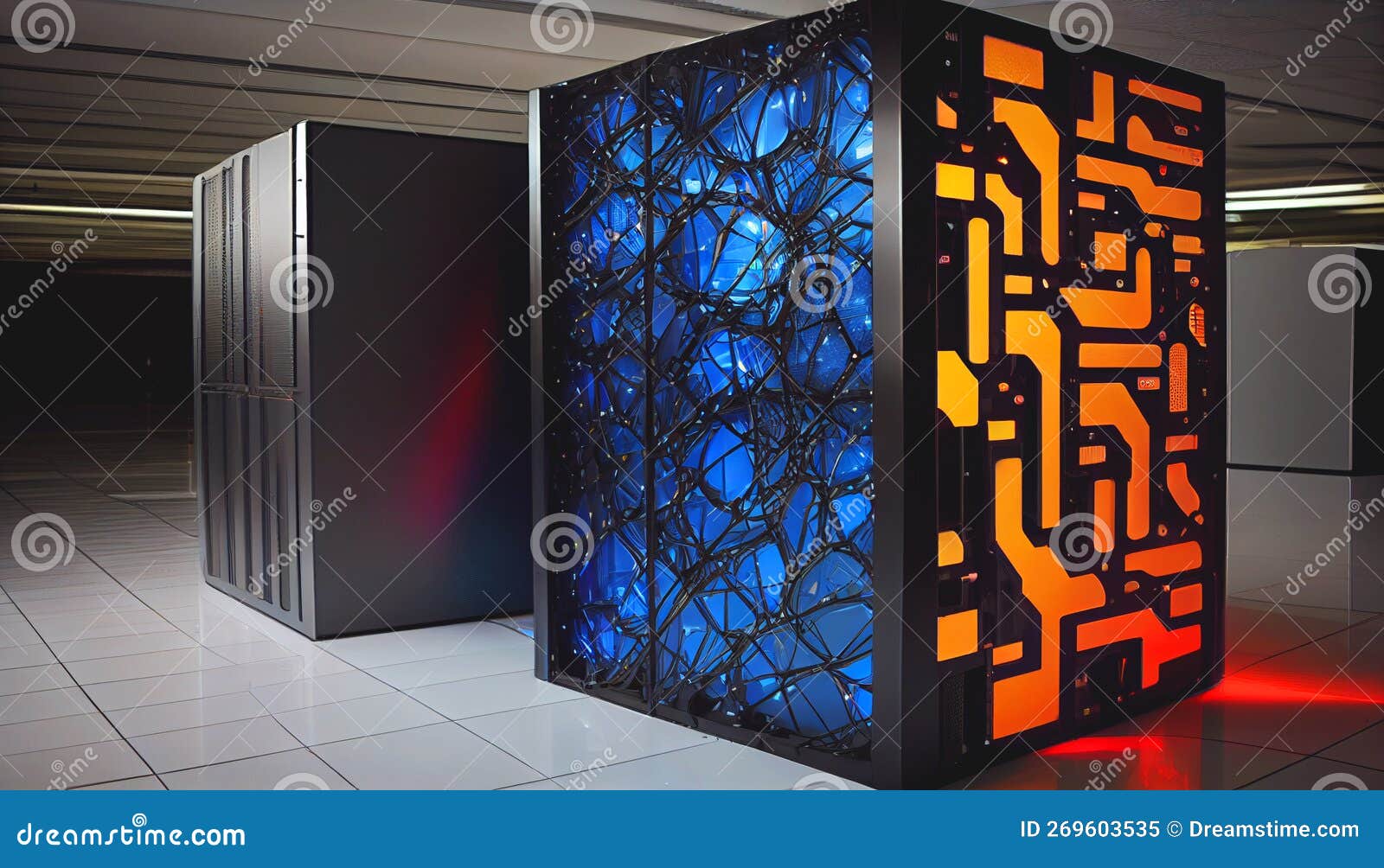 Supercomputer Datacentre Room Stock Illustration - Illustration of data ...