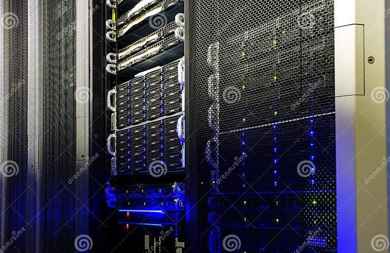 Supercomputer Disk Storage in Data Center Stock Photo - Image of drive ...