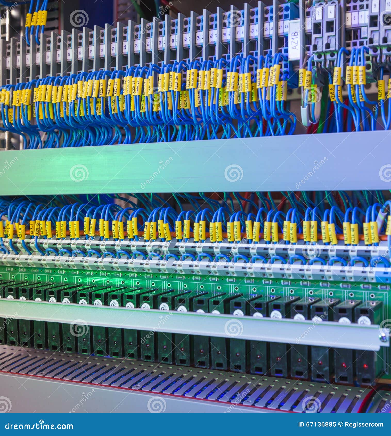 Supercomputer Network Switch and Cables Stock Image - Image of green ...