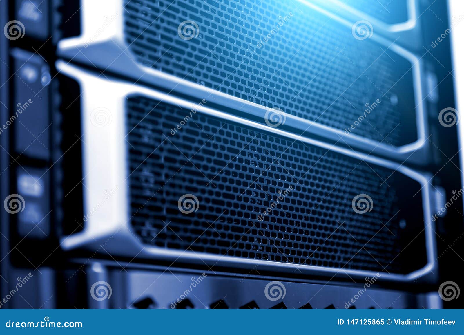 Close Up Meshed Door With Key In Lock. Button In Server Room. Blur ...