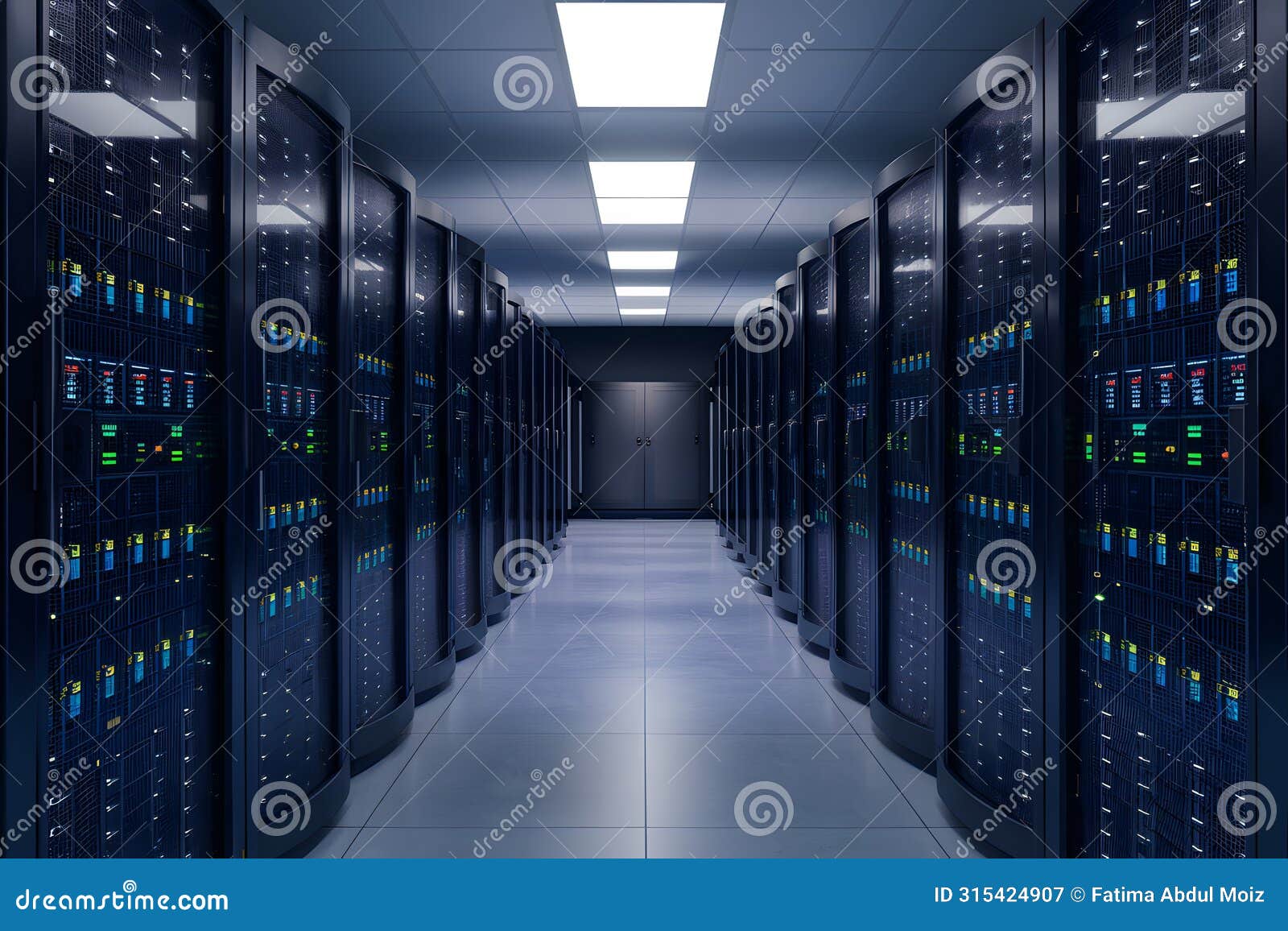 Supercomputer Server Room for Big Data, Hi Tech Background Stock ...