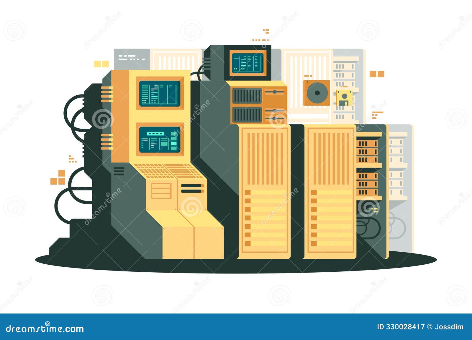 Supercomputer System Array Cartoon Vector | CartoonDealer.com #330028417