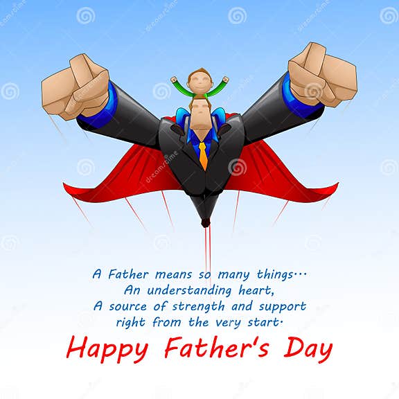 Superdad flying with Son stock vector. Illustration of fathers - 31127942