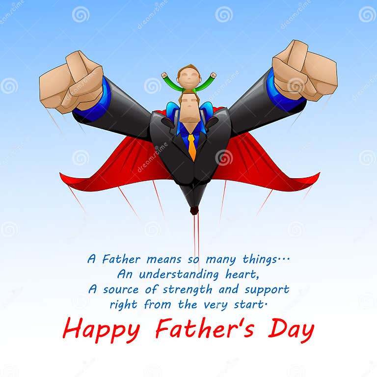 Superdad flying with Son stock vector. Illustration of fathers - 31127942