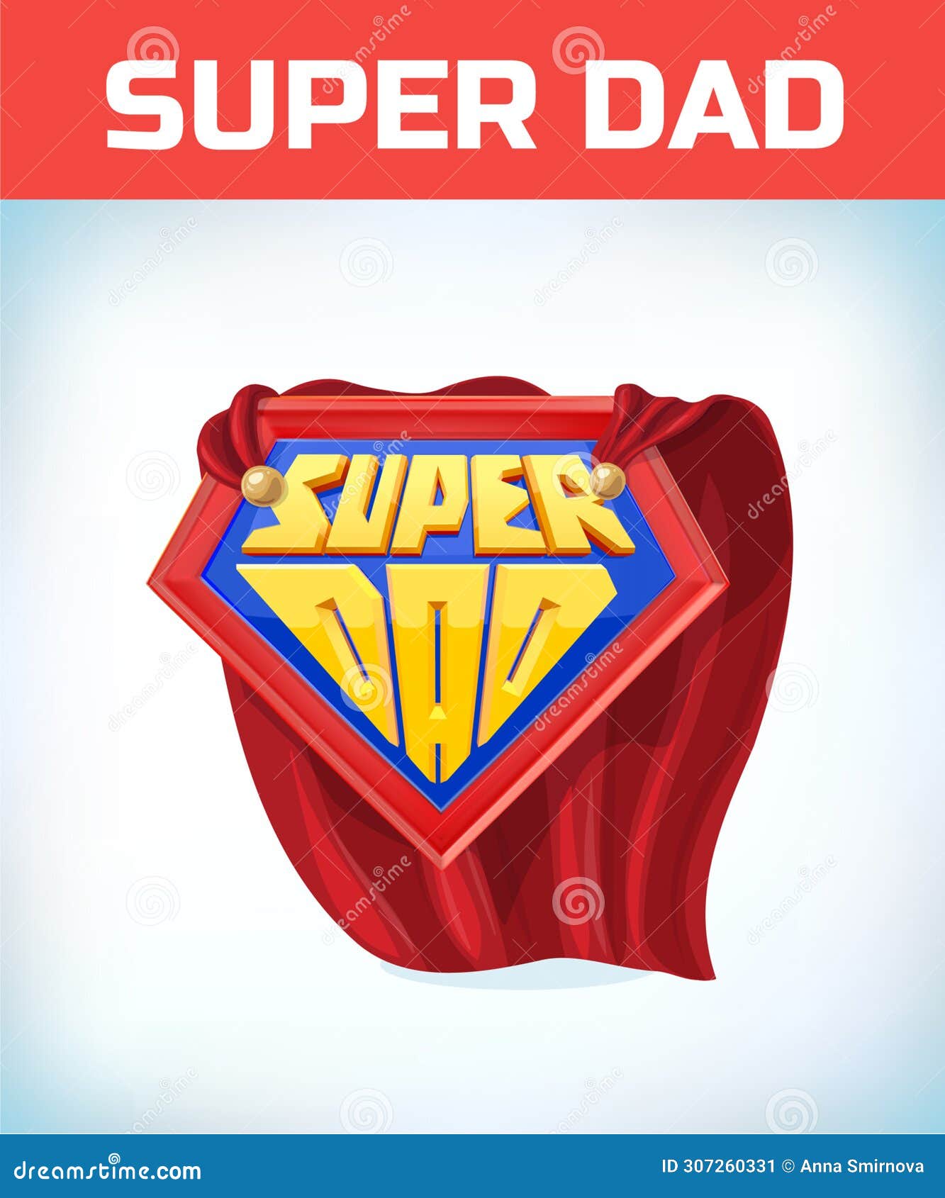 Superdad Sign. Super Dad. Father Day. Shield Isolated on Blue ...