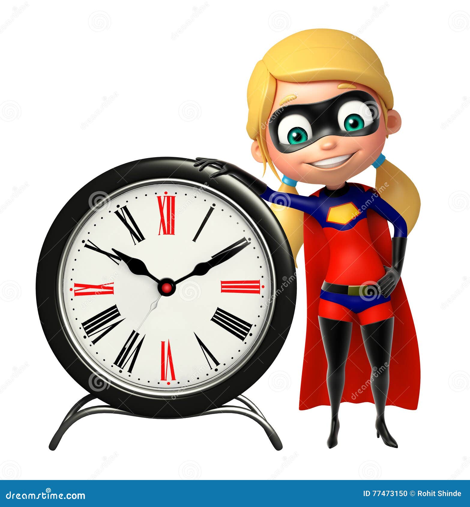 Supergirl with Clock stock illustration. Illustration of heroic - 77473150