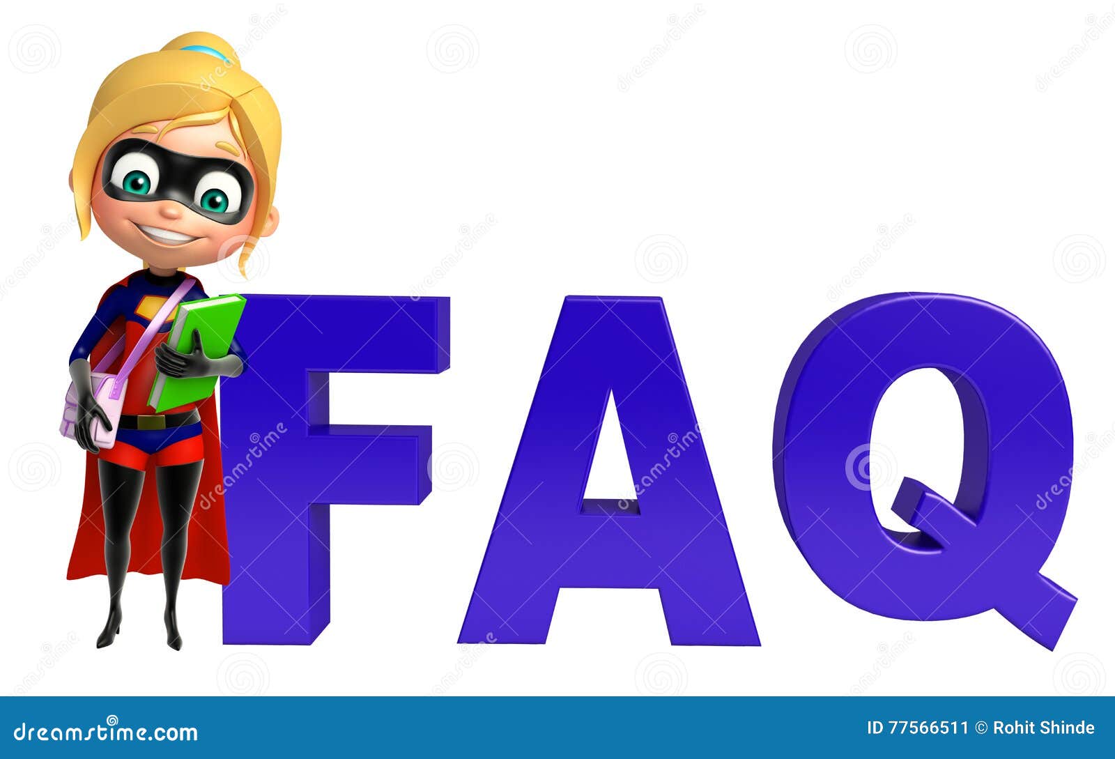 Supergirl with FAQ sign stock illustration. Illustration of child ...