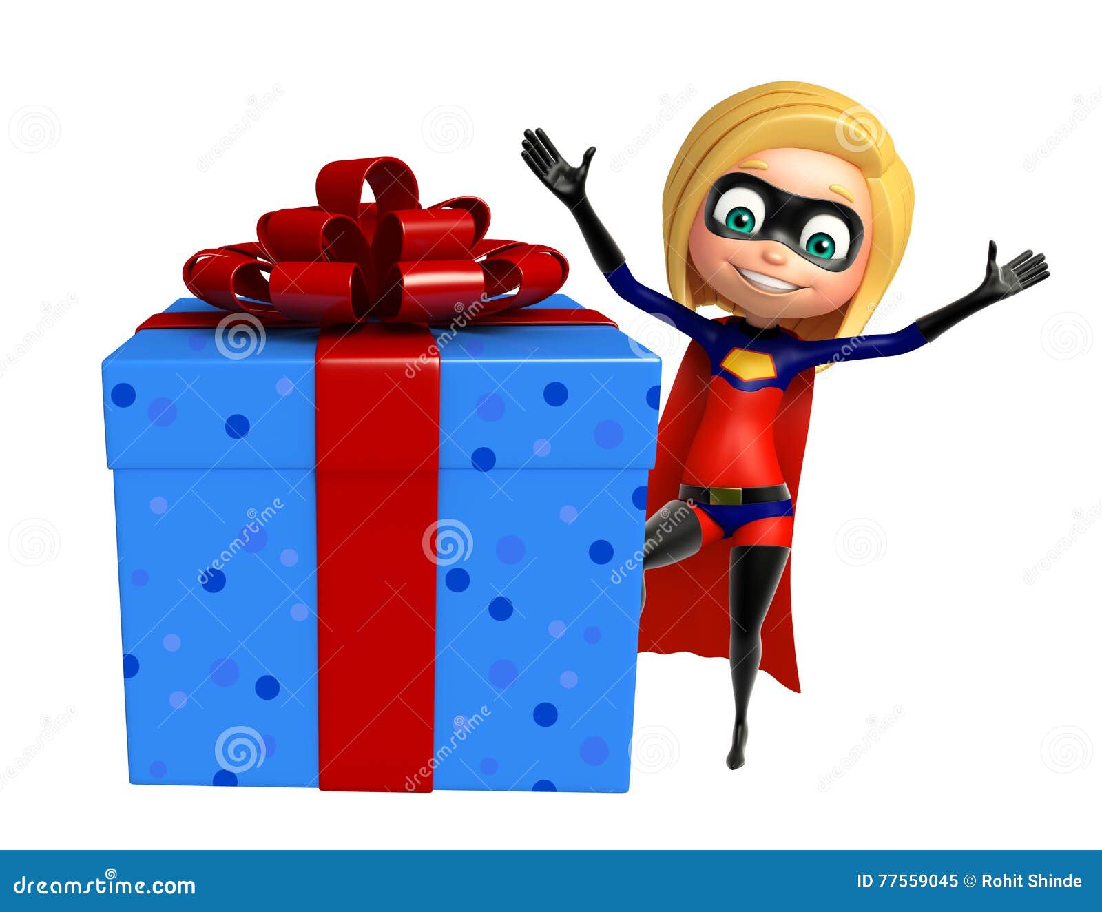 Supergirl with Gift box stock illustration. Illustration of strength ...
