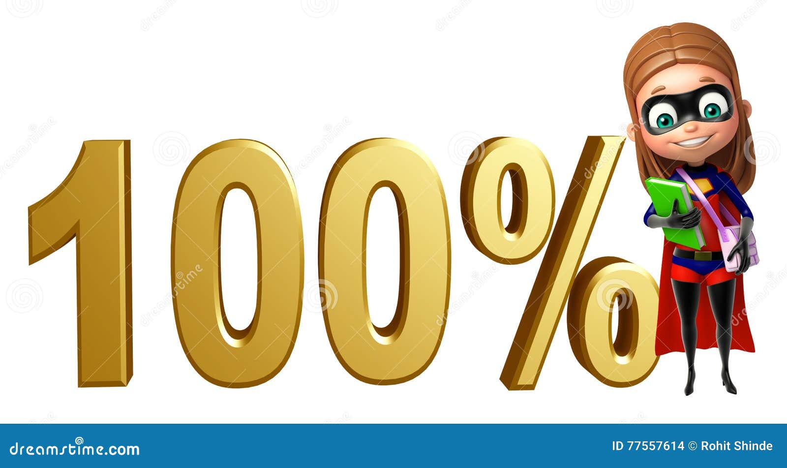 Supergirl with 100 sign stock illustration. Illustration of adventure ...