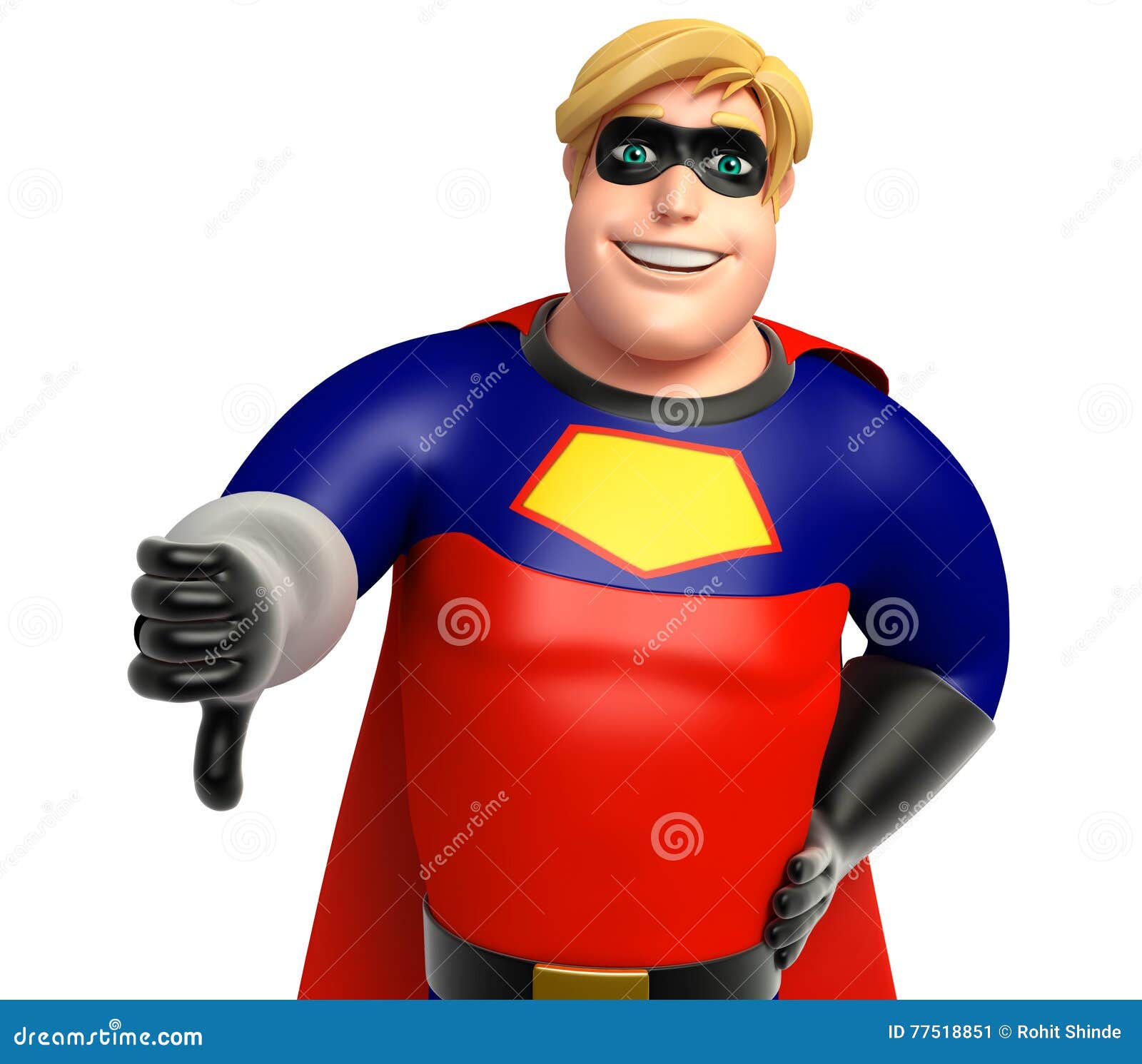 Superheld Mit Den Daumen Oben Hinunter Haltung Stock Abbildung ...