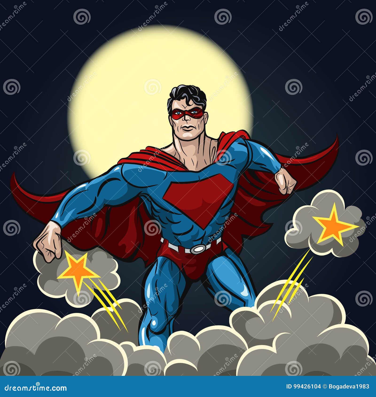 Superheld mit rotem Kap vektor abbildung. Illustration von verteidiger ...
