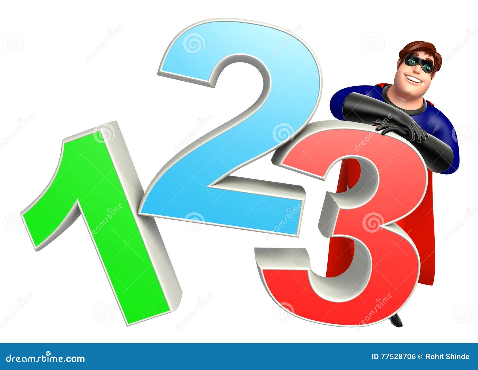 Superheld mit Zeichen 123 stock abbildung. Illustration von lebensstil ...