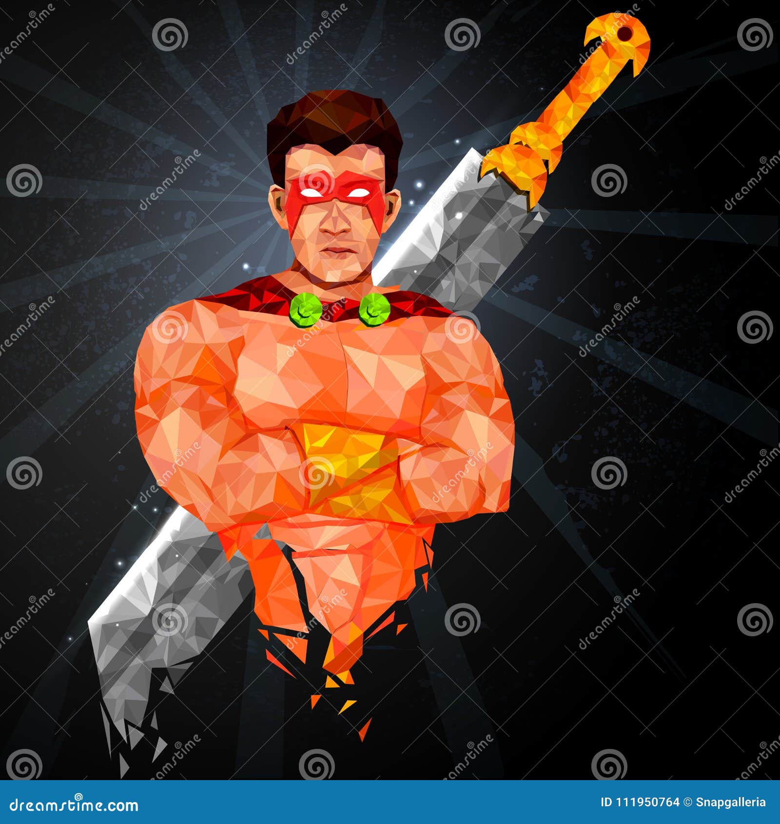 Superhero in Abstract Low Poly Polygon Style Stock Vector ...