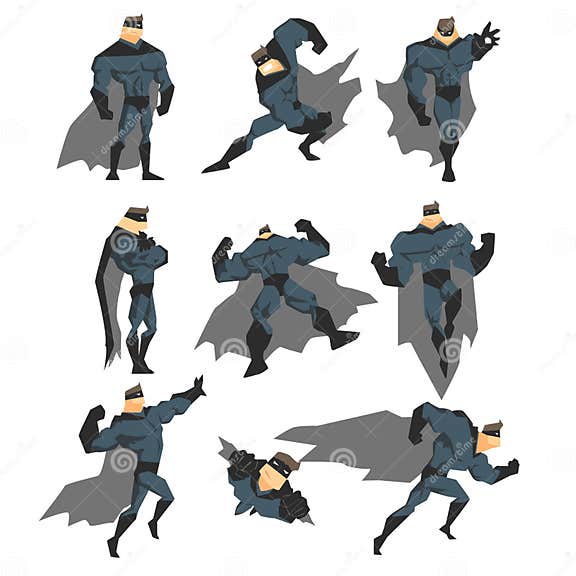 Superhero Actions Set in Comics Style. Vector Illustration Stock Vector ...