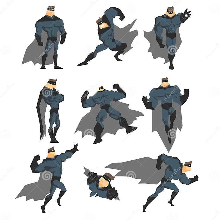 Superhero Actions Set in Comics Style. Vector Illustration Stock Vector ...