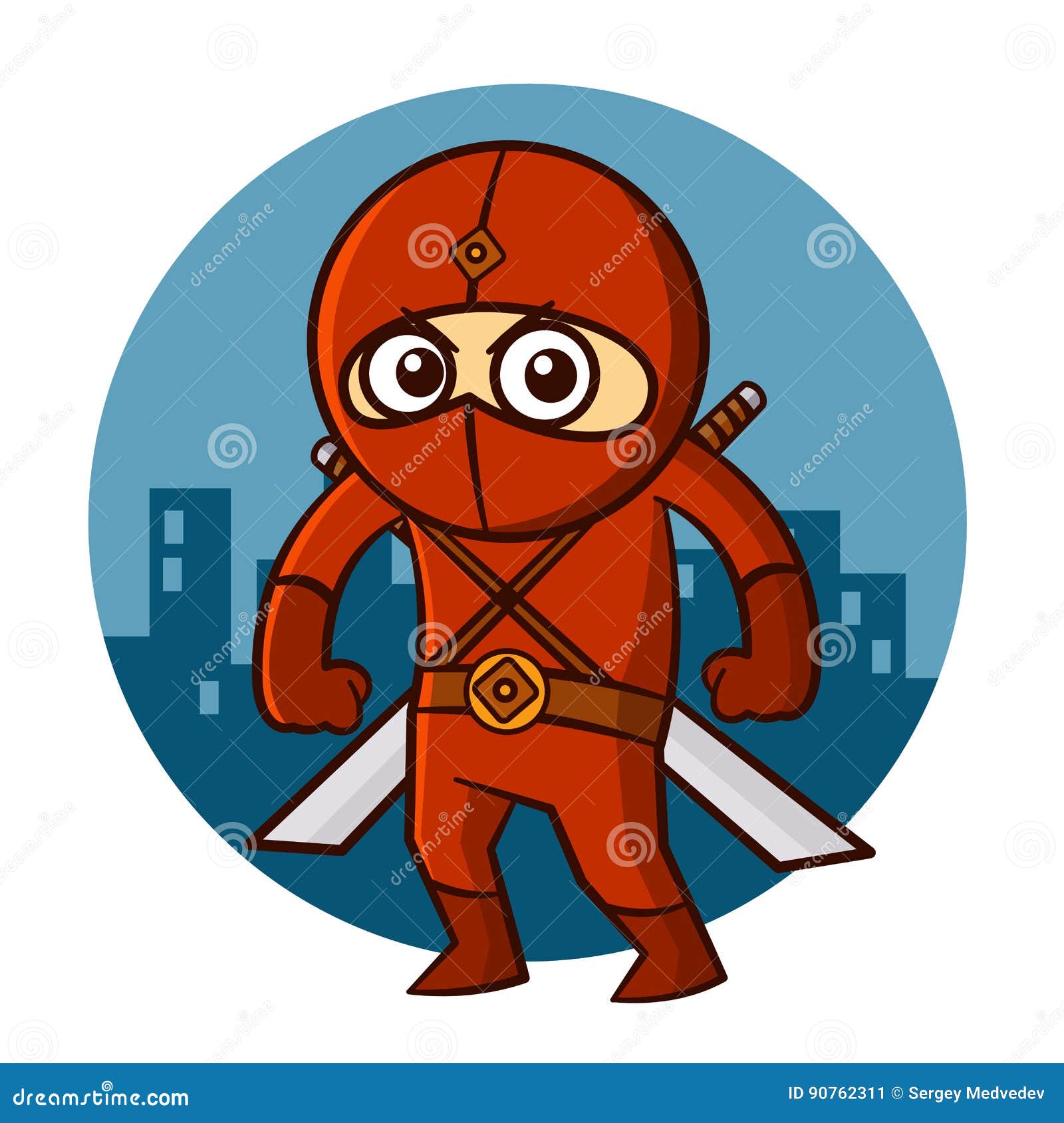 Angry Ninja Warrior Cartoon Mascot Character Vector Illustration ...