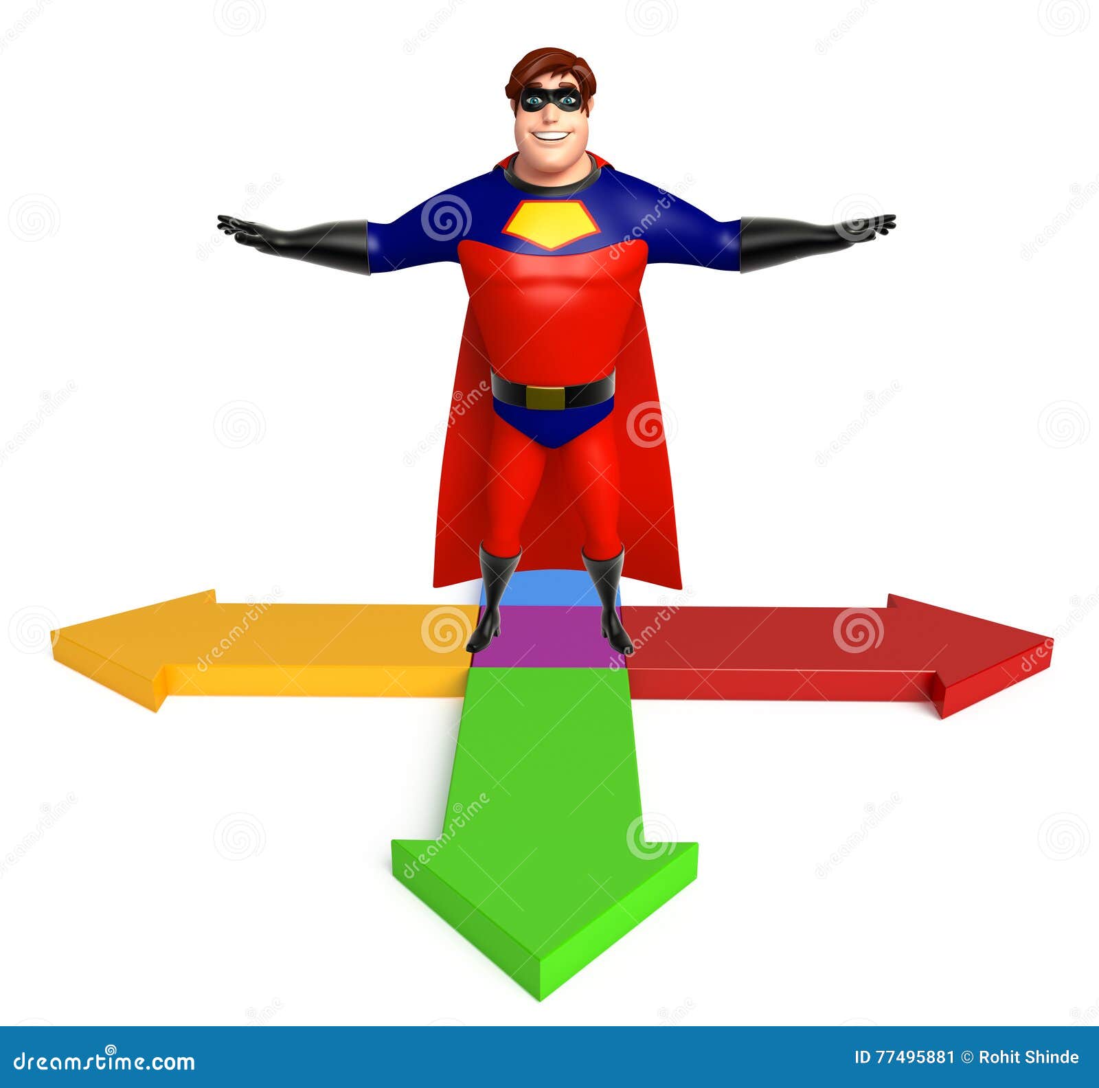Superhero with Arrow sign stock illustration. Illustration of hero ...