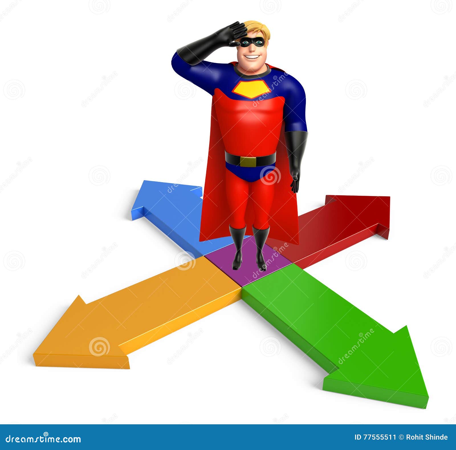 Superhero with Arrow sign stock illustration. Illustration of protect ...