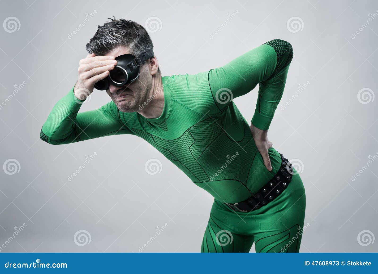 Superhero with back pain stock image. Image of character - 47608973