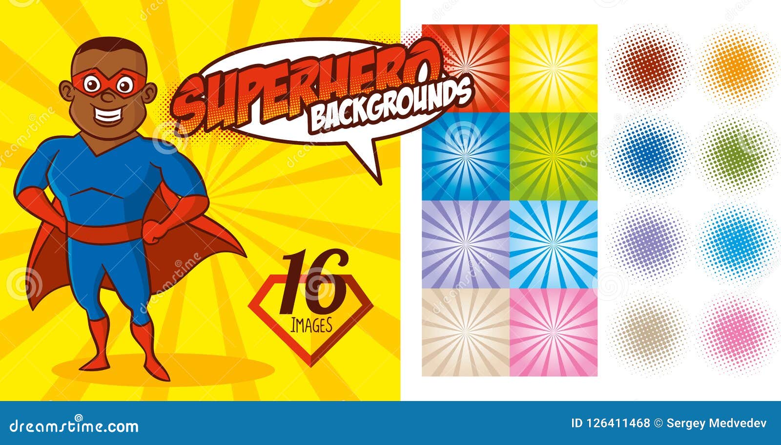 Superhero Background Set Super Hero Character Vector Stock Vector ...