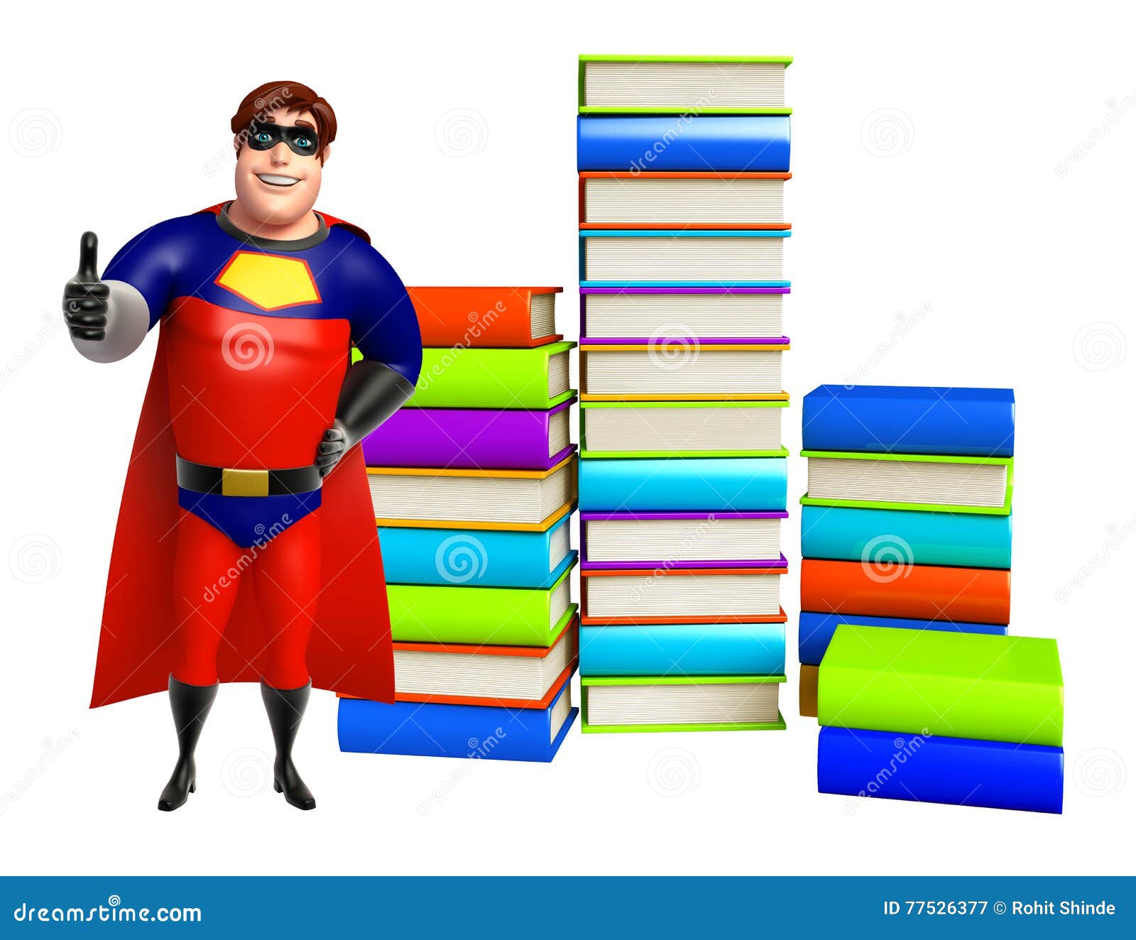 Superhero with Book stack stock illustration. Illustration of crime ...