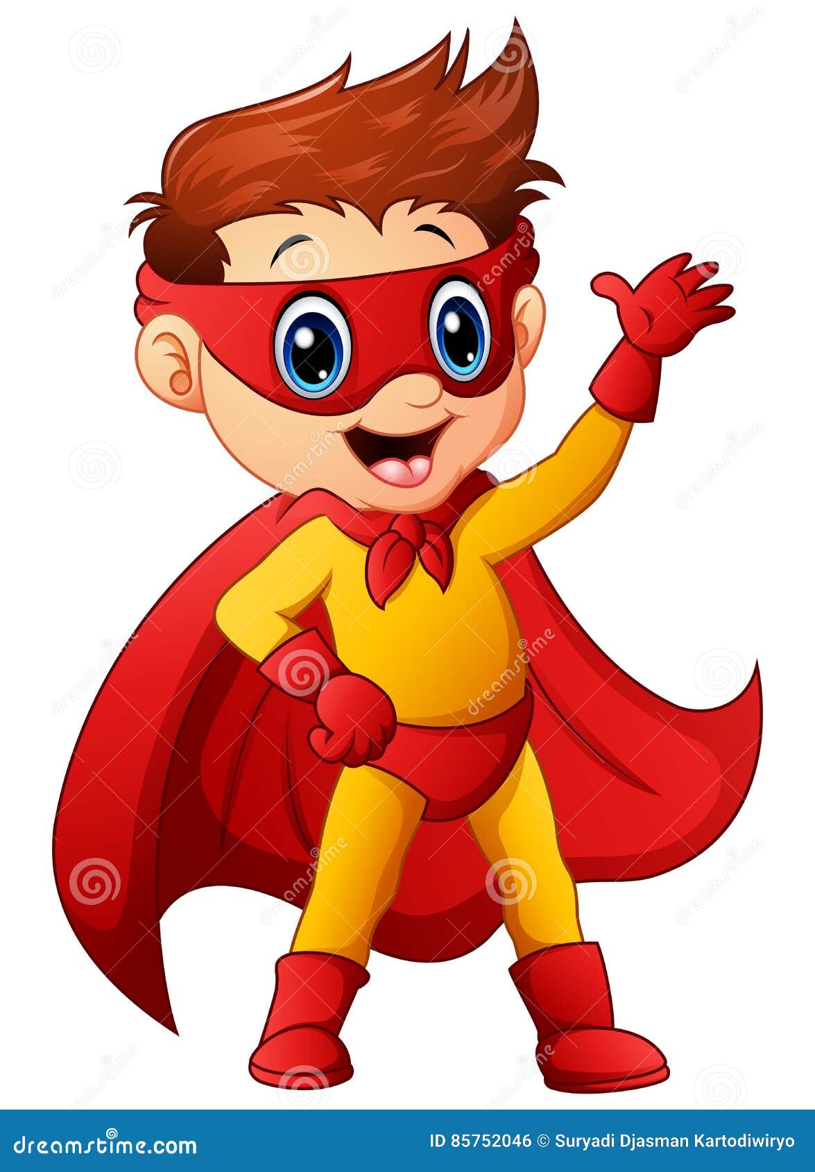 Superhero boy waving hand stock vector. Illustration of design - 85752046