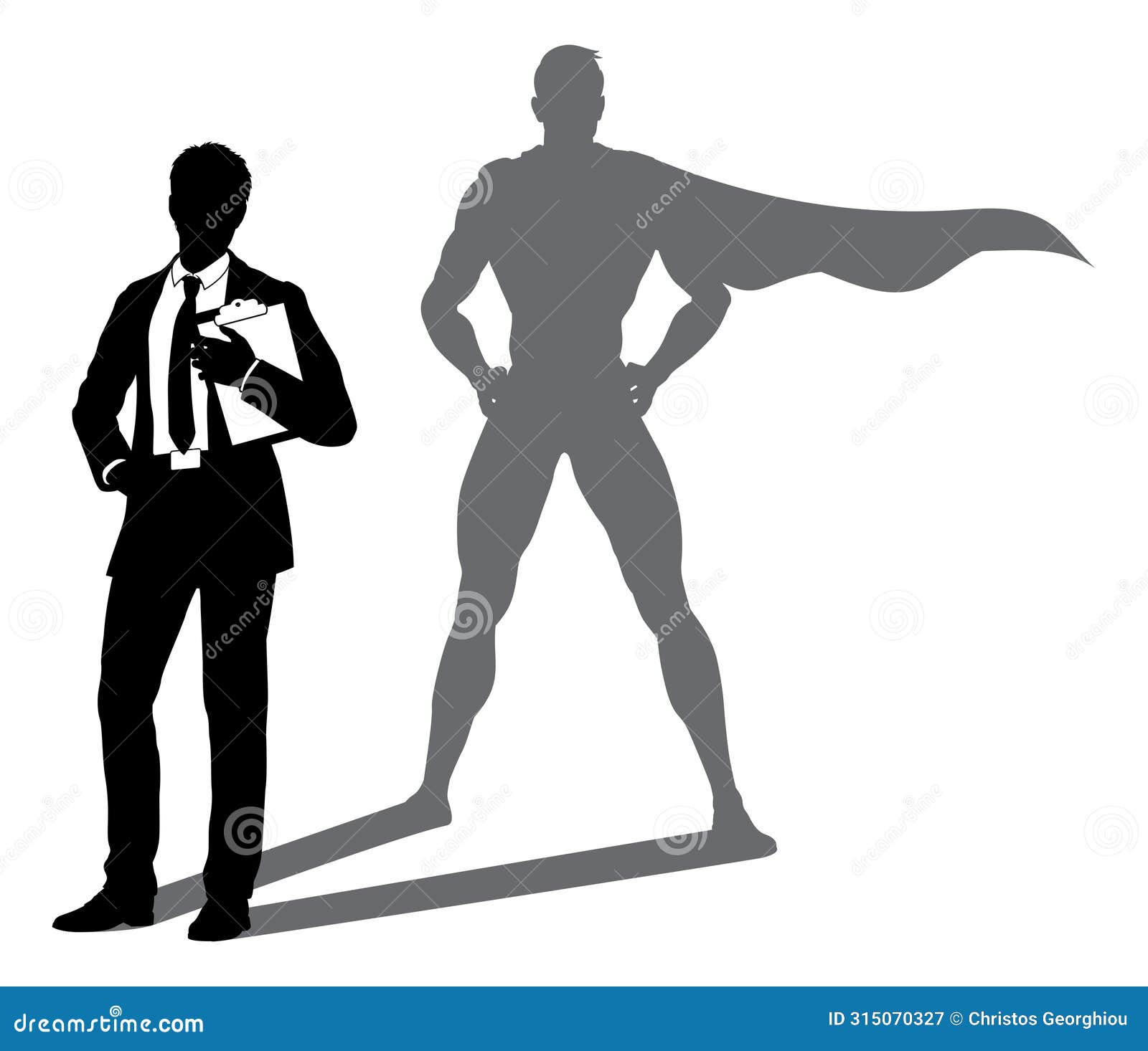 Superhero Business Man With Super Hero Shadow Stock Vector