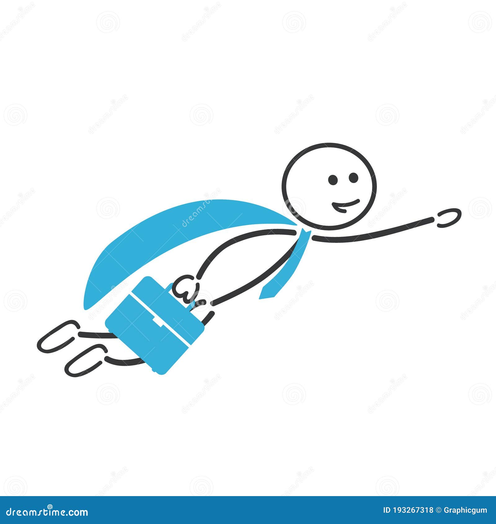 Superhero Business Stick Man Flying Cartoon Stock Vector - Illustration ...