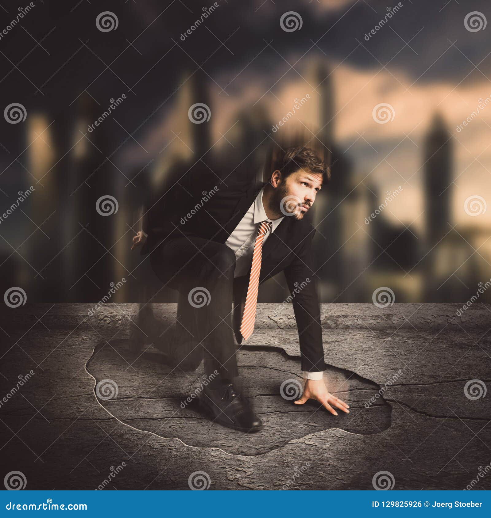 Superhero Businessman Landing Stock Photo - Image of expression ...
