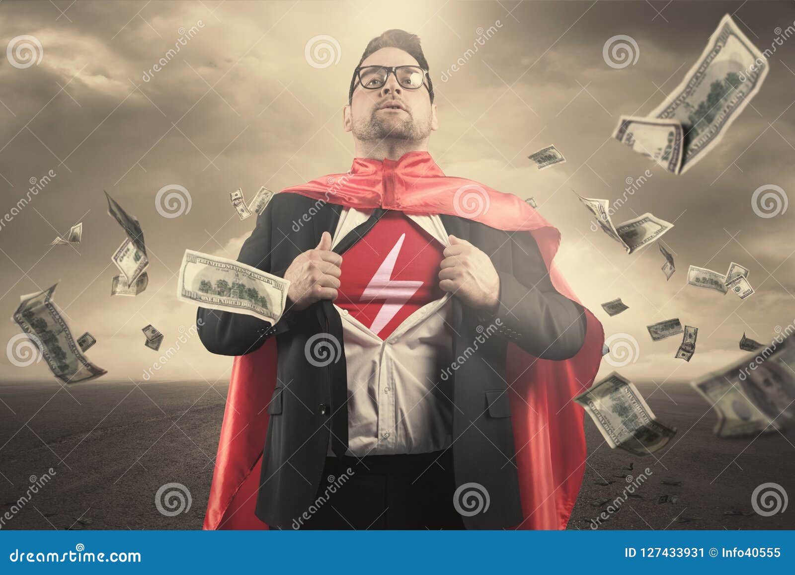 Superhero Businessman Lightning Concept Stock Image - Image of ...